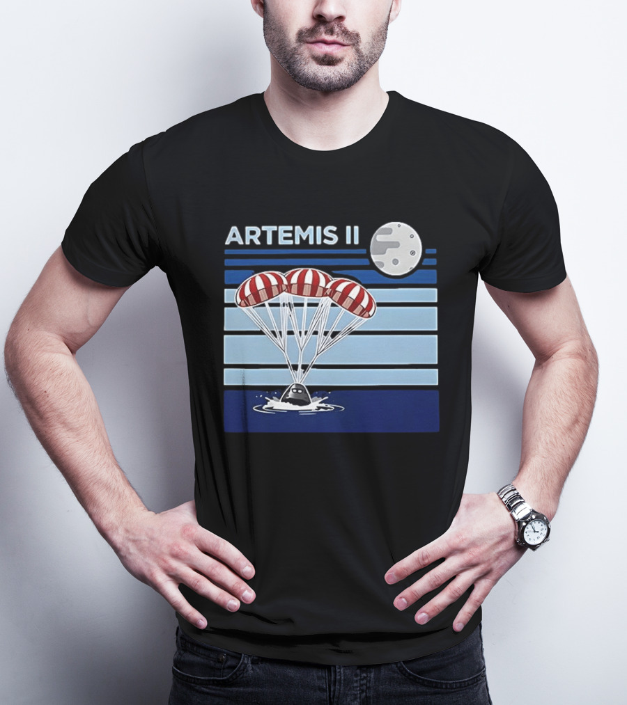 Artemis II Splashdown 2026 Orion Spacecraft Landed With Moon Parachute Scene T-Shirt