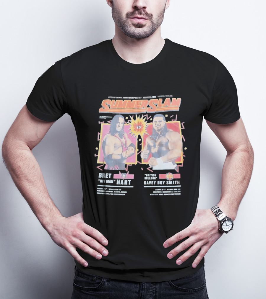 WWE SummerSlam 1992 Bret Hart Vs Davey Boy Smith Ultimate Match T-Shirt