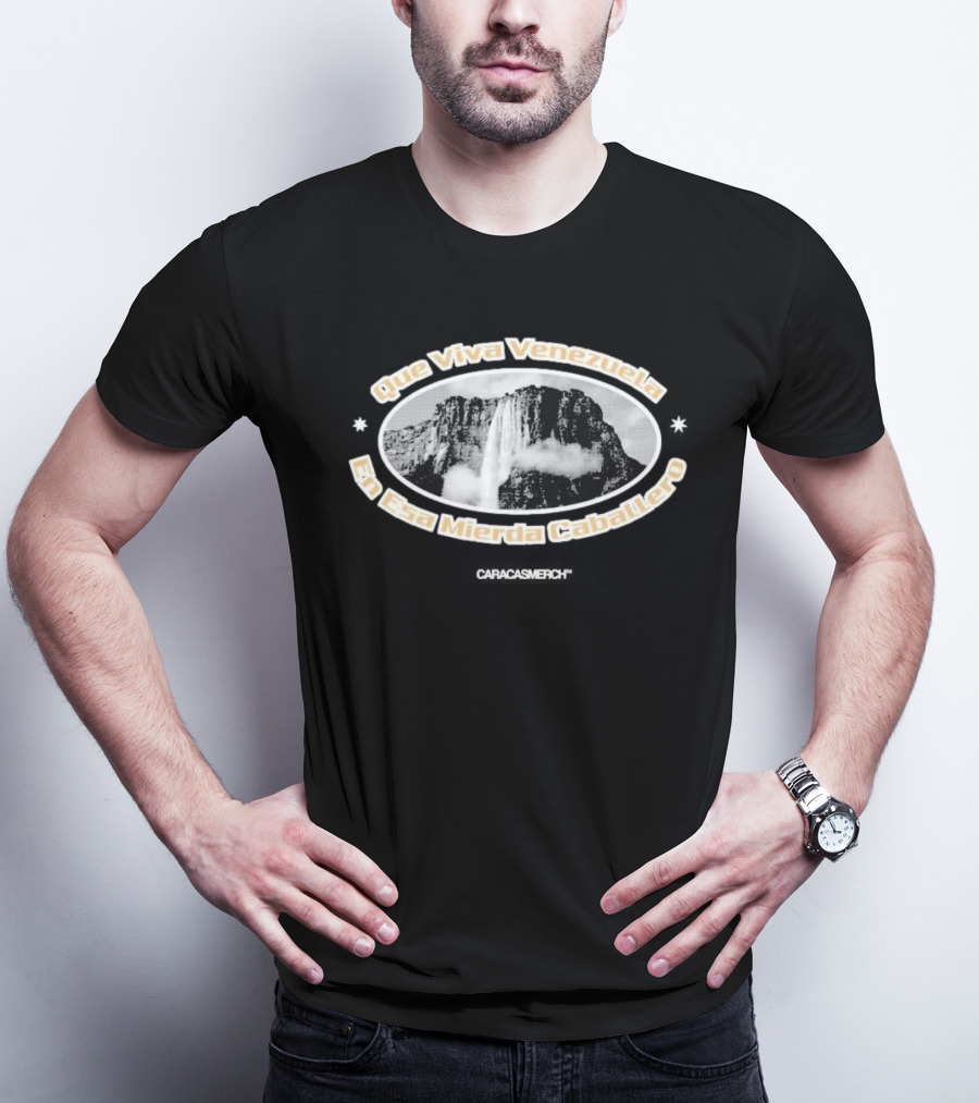 Que Viva Venezuela En Esa Mierda Caballero Black Boxy T-Shirt