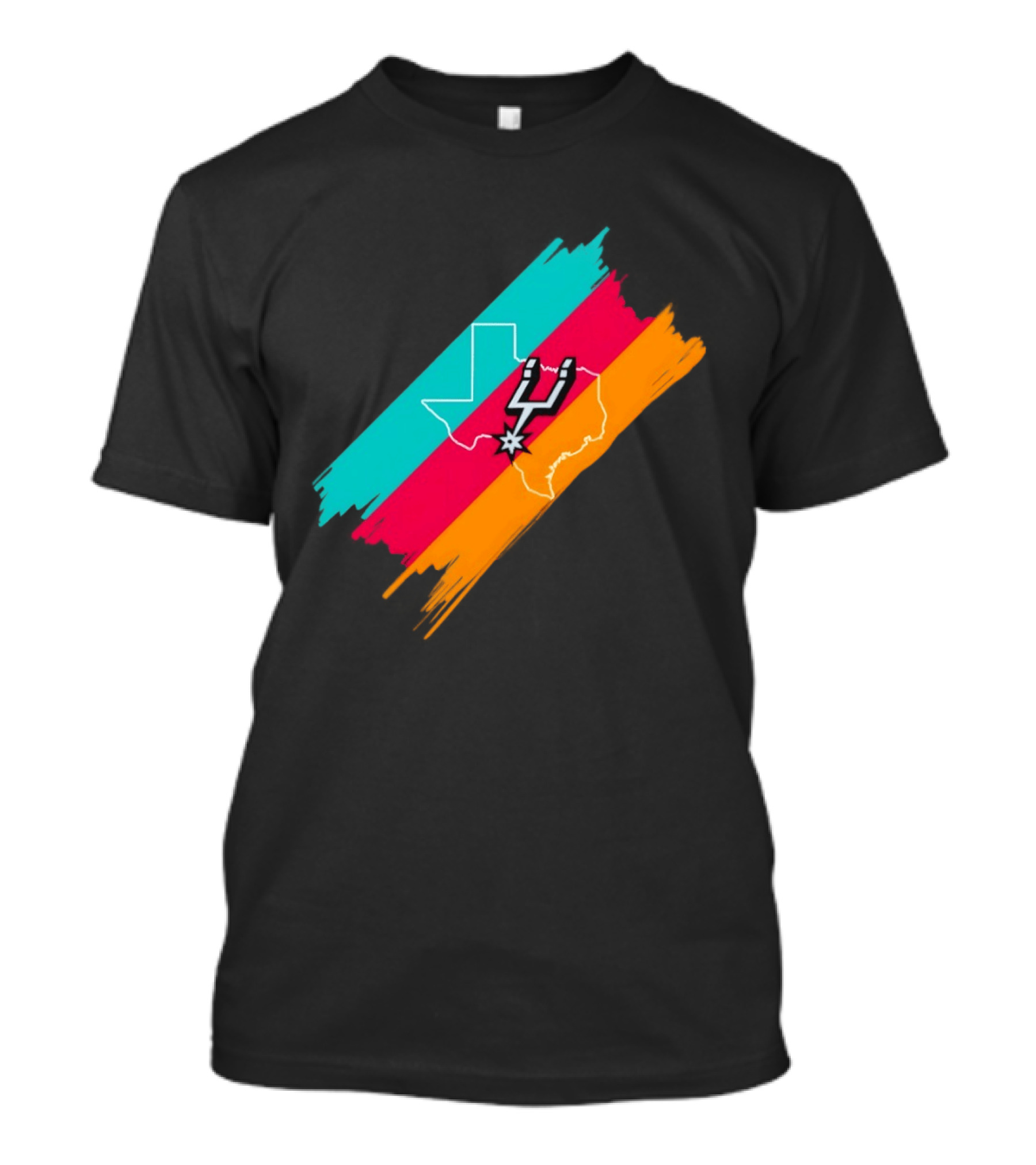 San Antonio Spurs Texas Map Neon Colors 2026 NBA Basketball T-Shirt