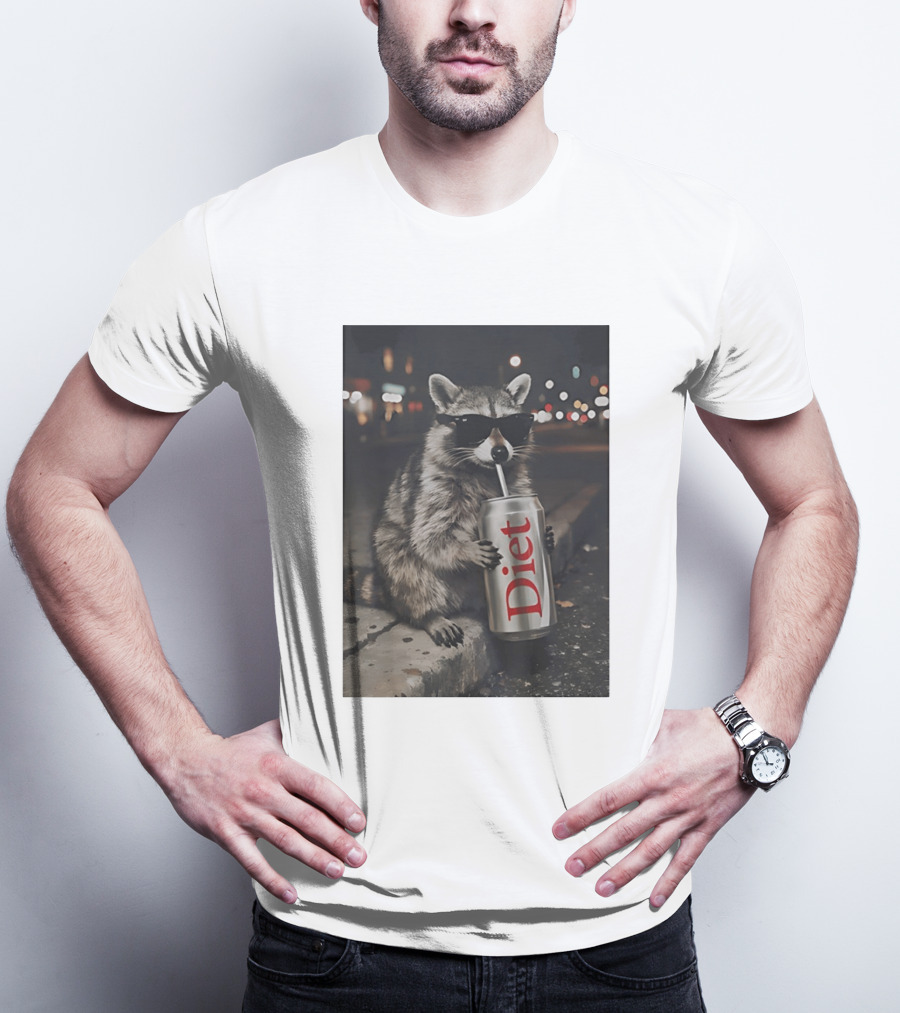 Raccoons Diet Soda Gen Z Dank Meme Raccoon With Sunglasses And Soda Can T-Shirt
