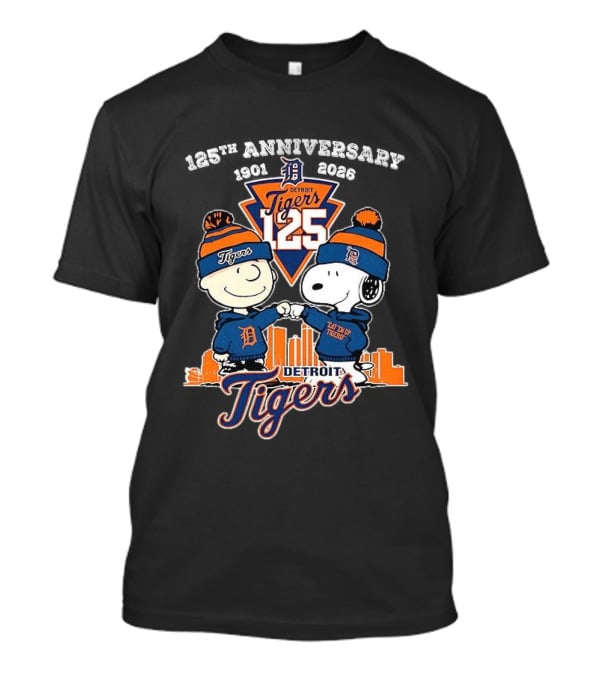 Charlie Brown Snoopy Detroit Tigers 125th Anniversary 1901 2026 Skyline T-Shirt