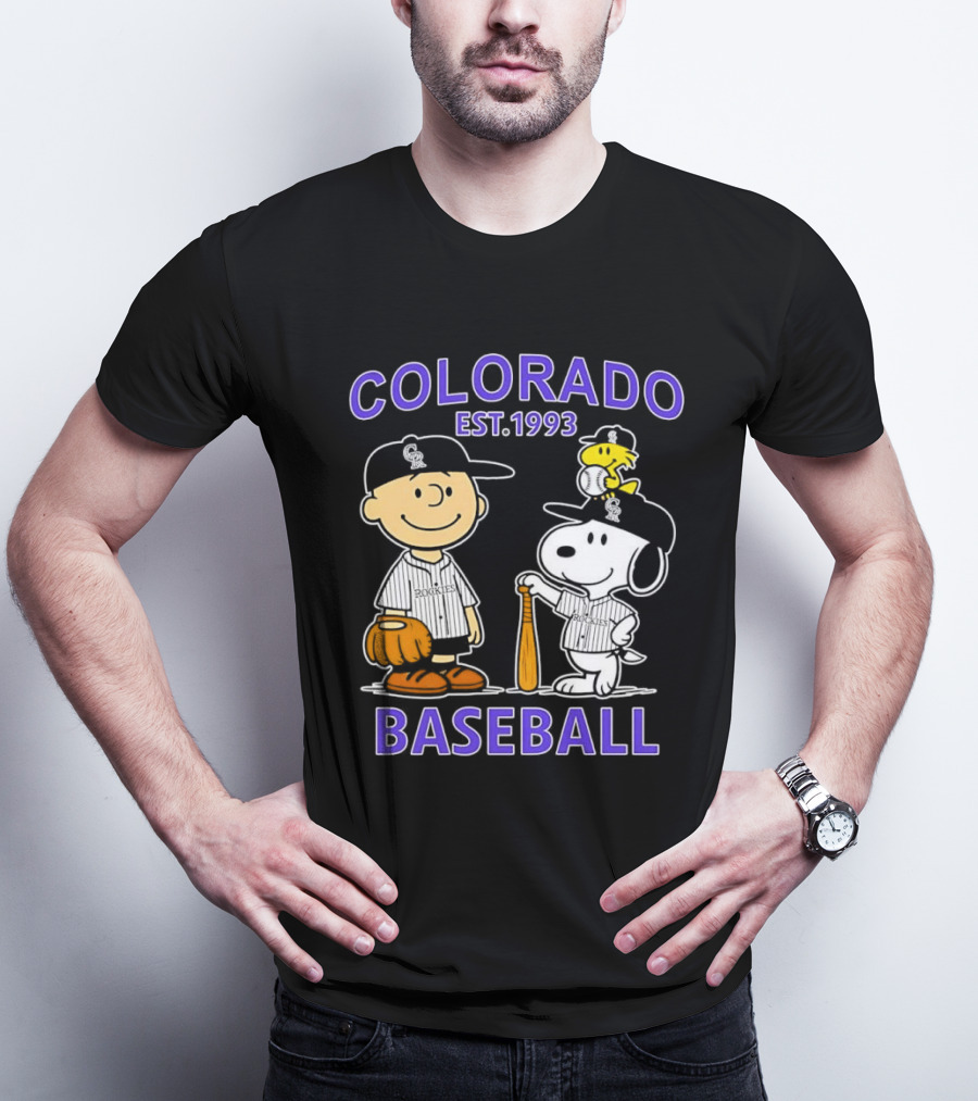 Charlie Brown Snoopy Woodstocks Colorado Baseball EST 1993 T-Shirt