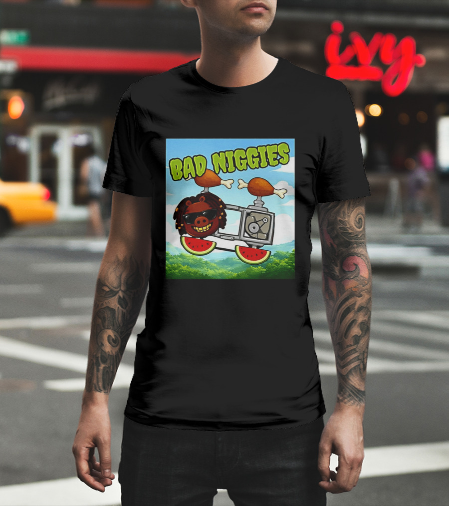 Bad Niggies Angry Birds Parody Flying Pig T-Shirt