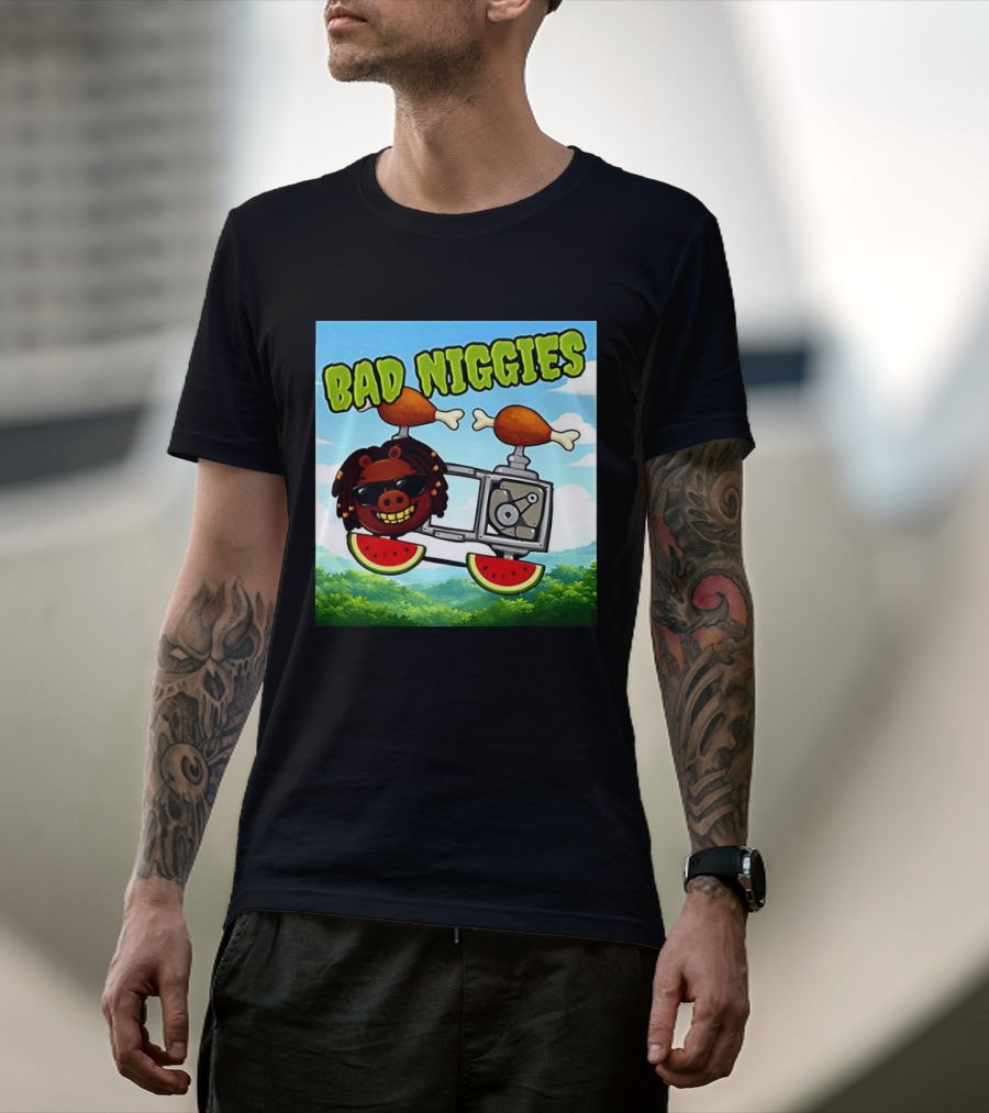 Bad Niggies Angry Birds Parody Flying Pig T-Shirt