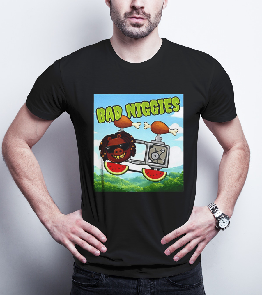 Bad Niggies Angry Birds Parody Flying Pig T-Shirt