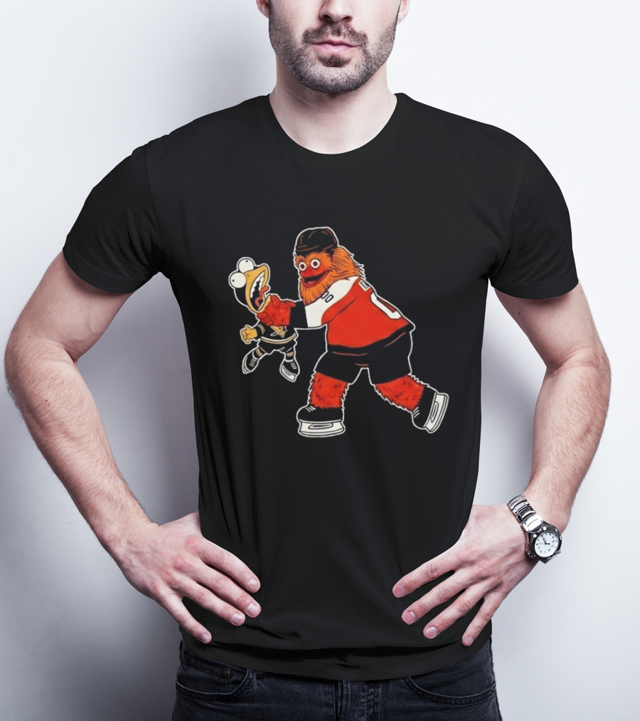 Gritty Vs Iceburgh Philadelphia Flyers Pittsburgh Penguins Hockey Meme T-Shirt