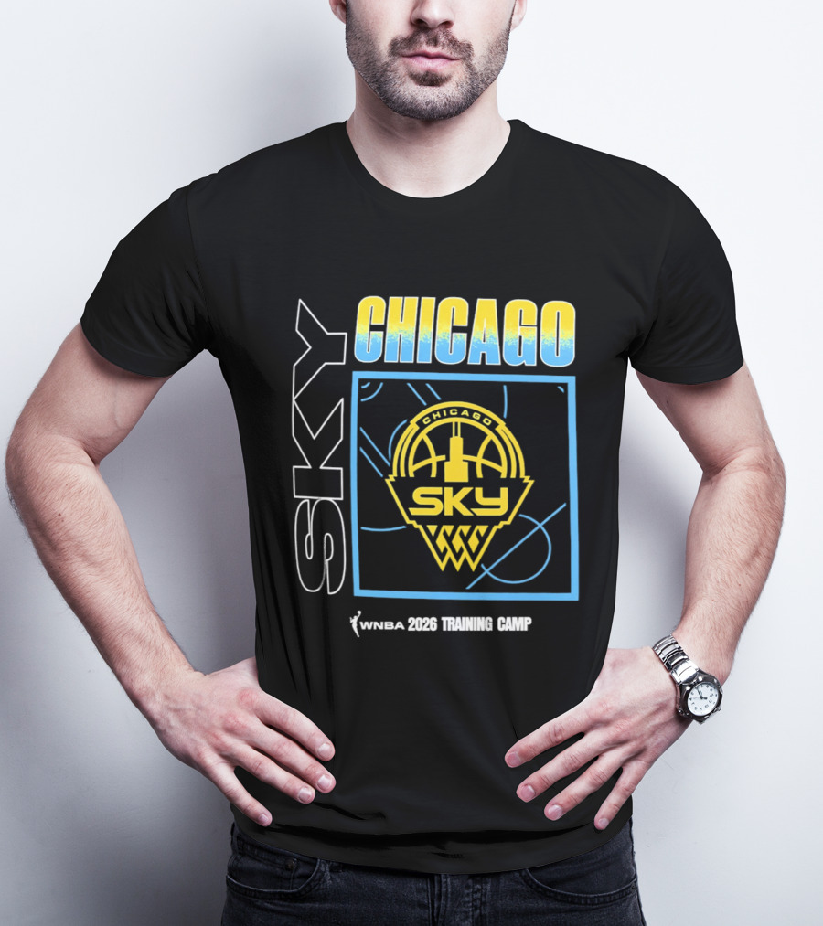 Chicago Sky WNBA 2026 Training Camp Logo With Basketball And Skyline T-Shirt
