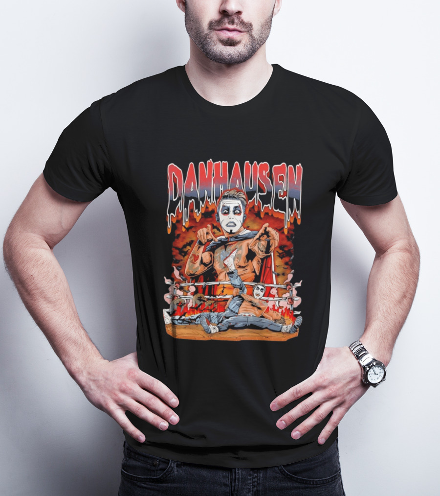 Danhausen Very Nice Very Evil Wrestling Bats Fire Ring Scene T-Shirt