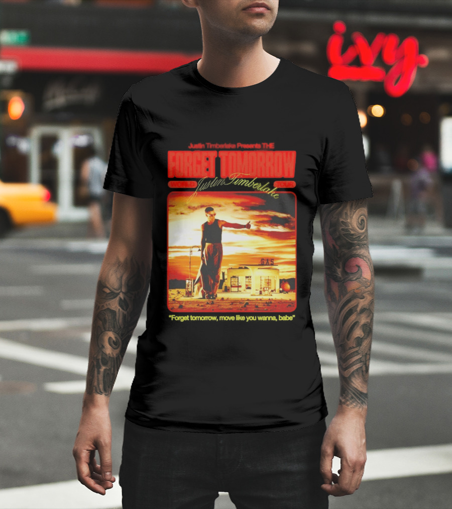 Forget Tomorrow World Tour Justin Timberlake Gas Station Scene T-Shirt