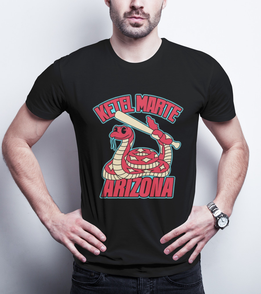 Ketel Marte Arizona Snake Cartoon With Baseball Bat T-Shirt