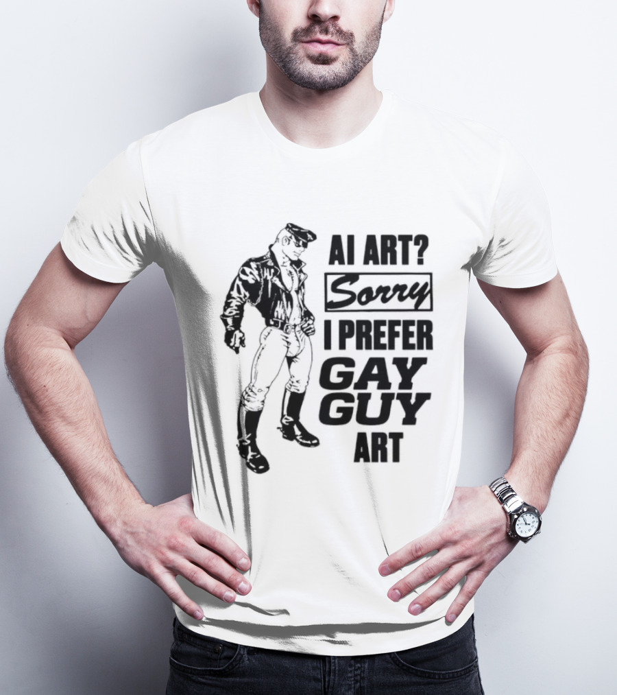 AI Art Sorry I Prefer Gay Guy Art Biker T-Shirt