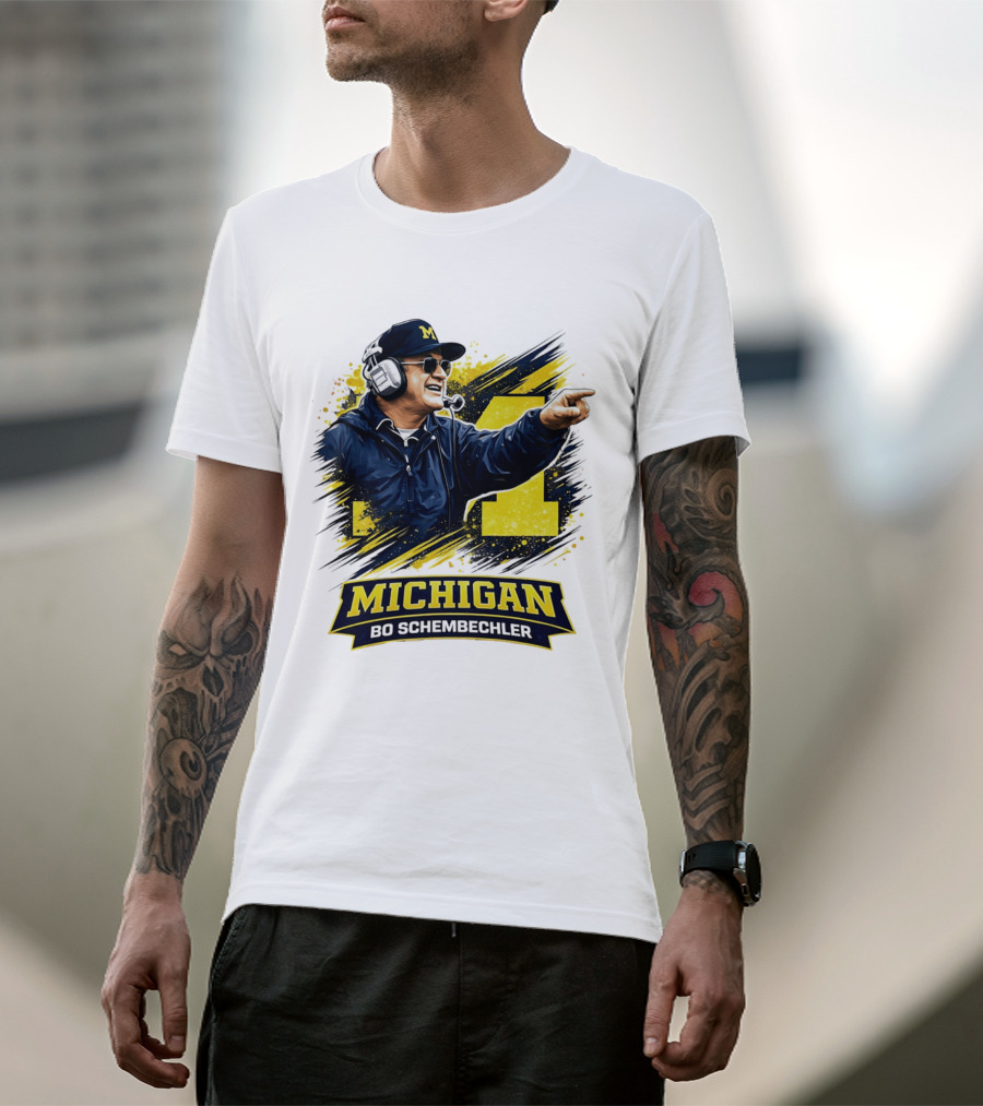 Bo Schembechler Michigan Wolverines Coach Iconic M Football T-Shirt