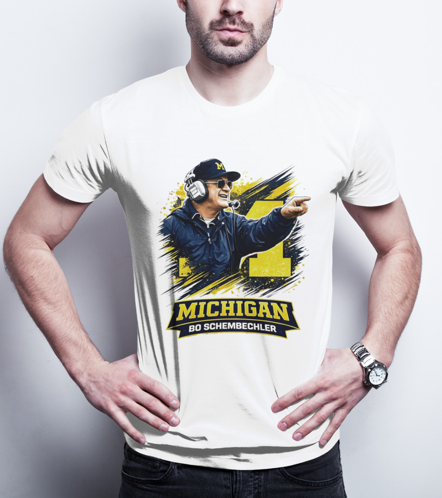 Bo Schembechler Michigan Wolverines Coach Iconic M Football T-Shirt