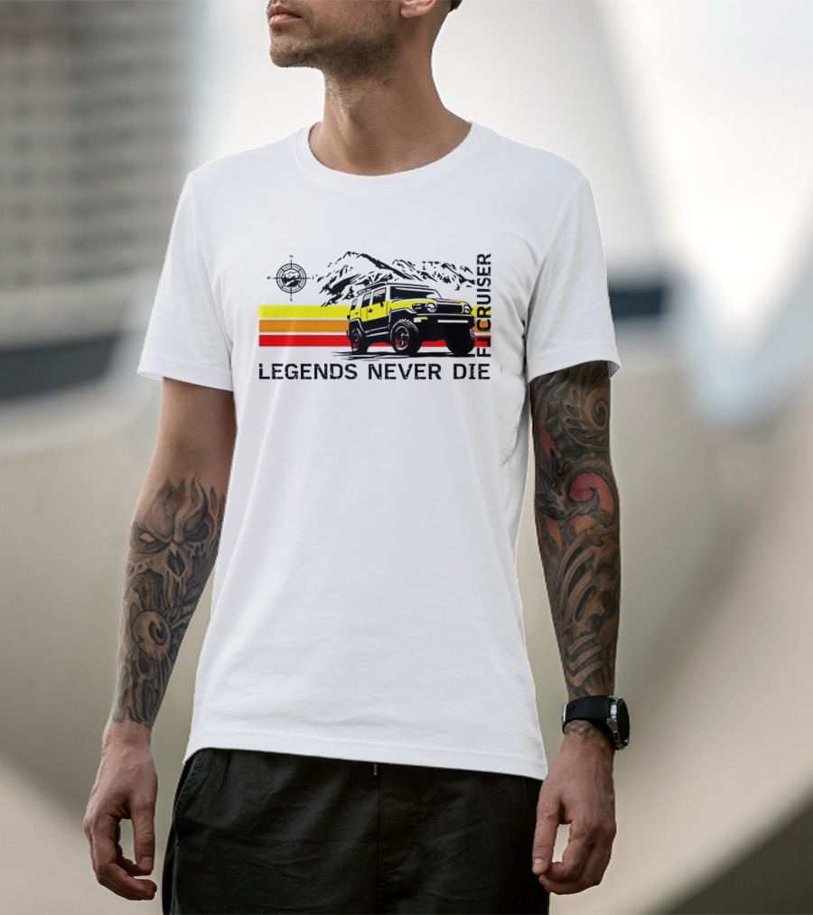 FJ Cruiser Legends Never Die Mountain Compass Sunset Adventure T-Shirt
