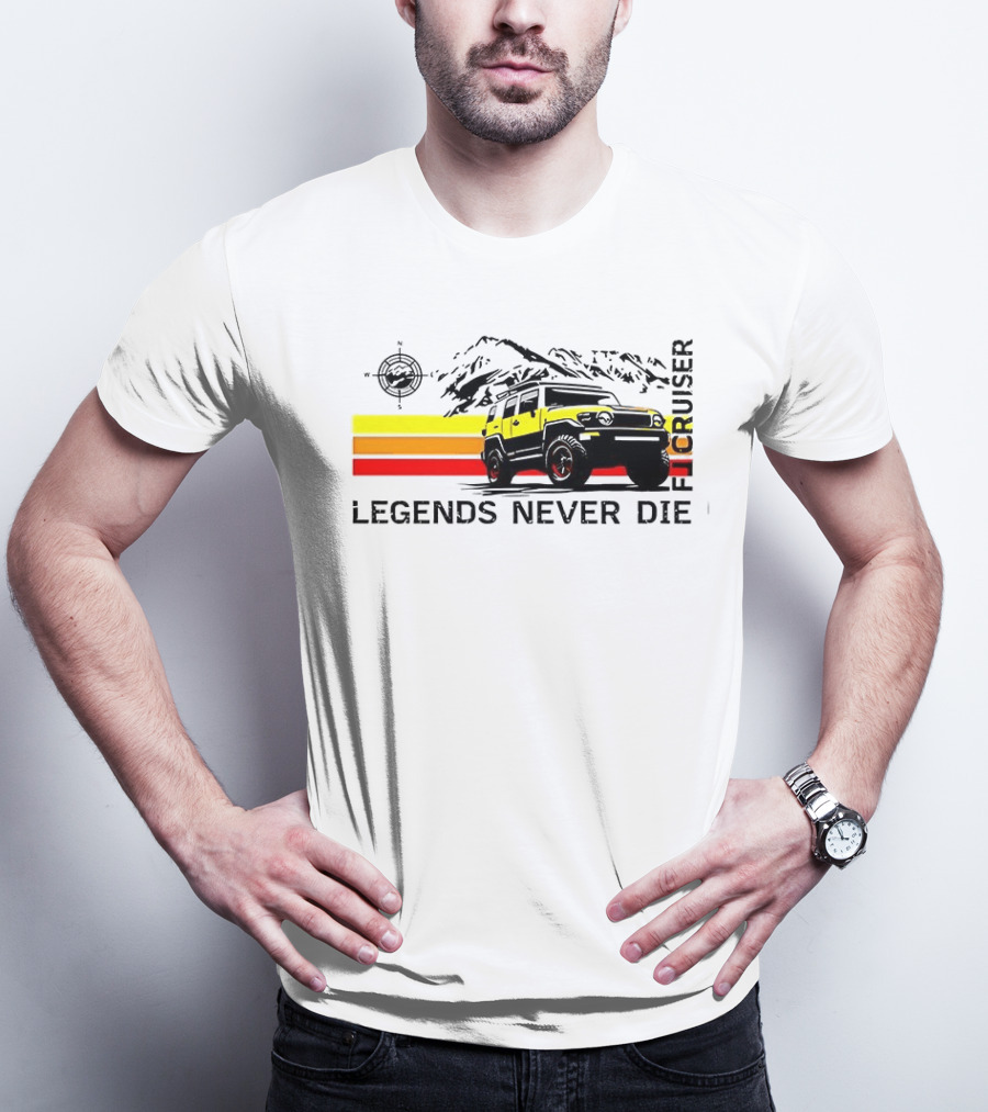 FJ Cruiser Legends Never Die Mountain Compass Sunset Adventure T-Shirt