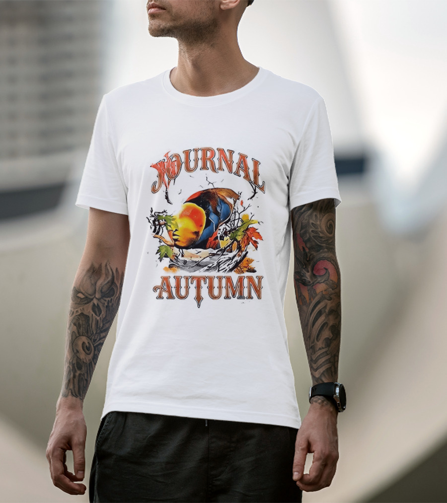 Journal Autumn Colorful Bird And Leaves T-Shirt