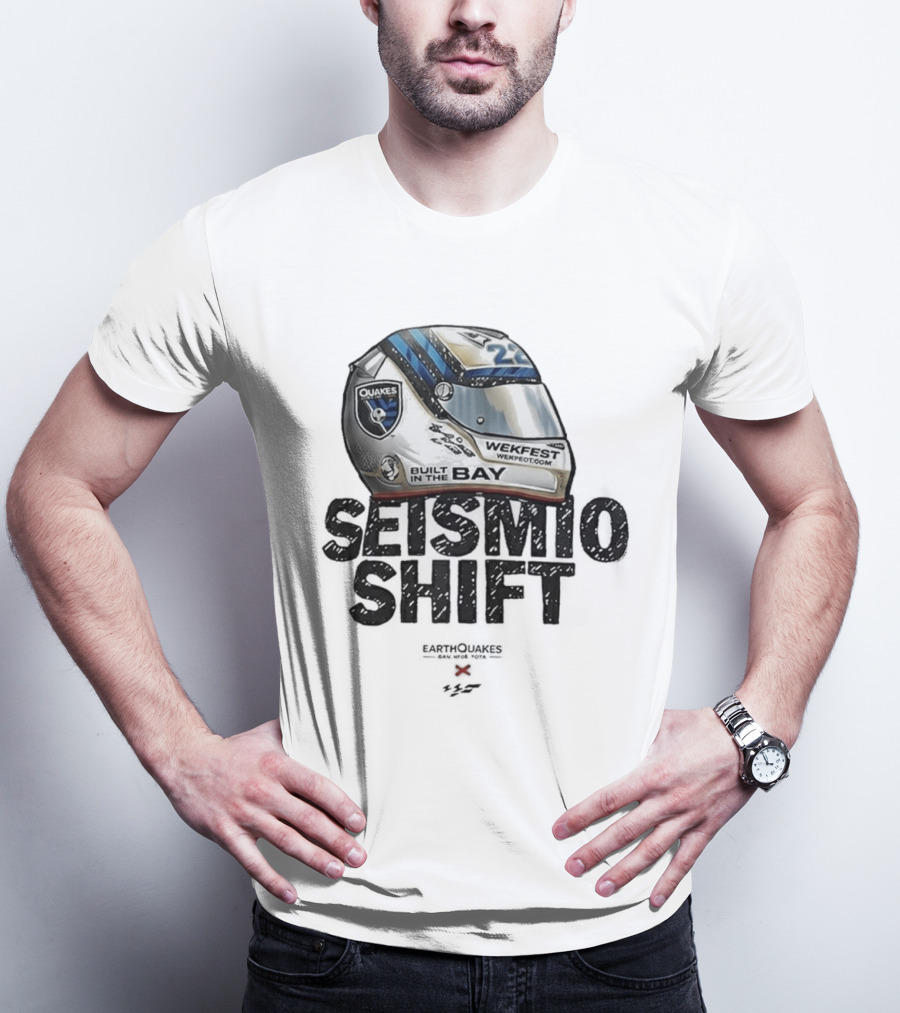 Seismic Shift San Jose Earthquakes Wekfest Helmet Built In The Bay T-Shirt