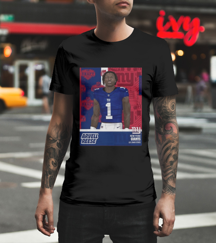 2026 Draft New York Giants Arvell Reese Round 1 Pick 5 LB Ohio State T-Shirt