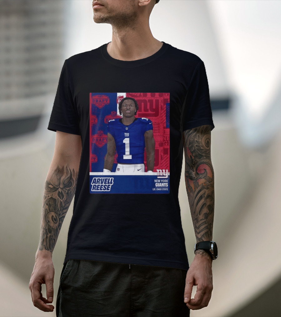 2026 Draft New York Giants Arvell Reese Round 1 Pick 5 LB Ohio State T-Shirt