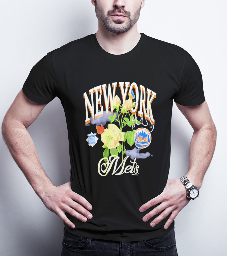 New York Mets Floral Baseball Mets T-Shirt