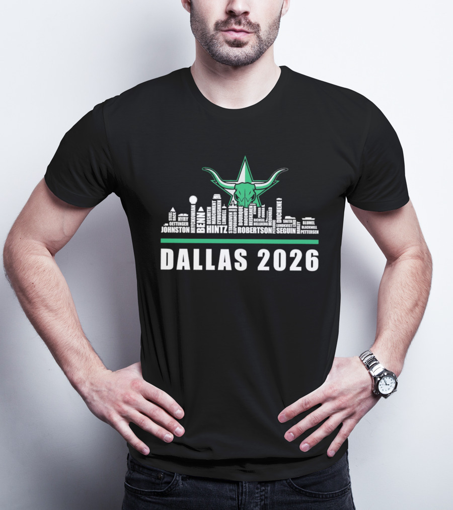 Dallas 2026 City Skyline Bull Star T-Shirt