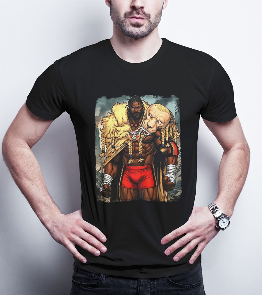 Oba Femi Lion's Strength WWE Red Shorts Fierce Warrior Costume T-Shirt