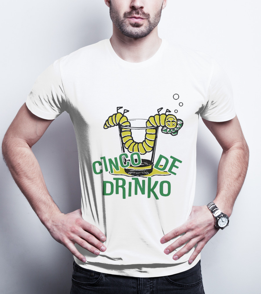 Cinco De Drinko Tequila Worm Drink Glass Bubbles T-Shirt