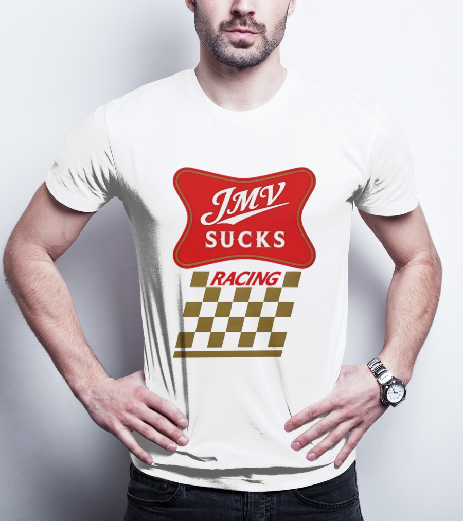 JMV Sucks Racing Checkered Flag Red And White T-Shirt