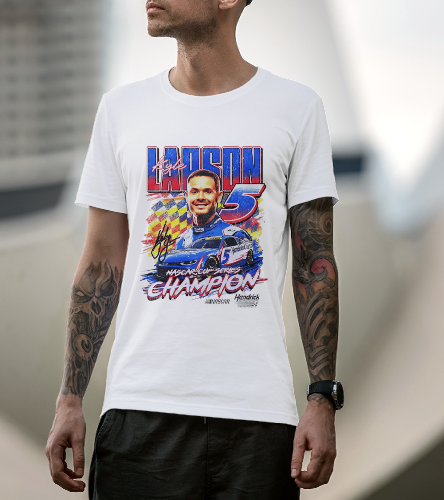 Kyle Larson NASCAR Cup Series Champion Number 5 Hendrick Motorsports Signature T-Shirt