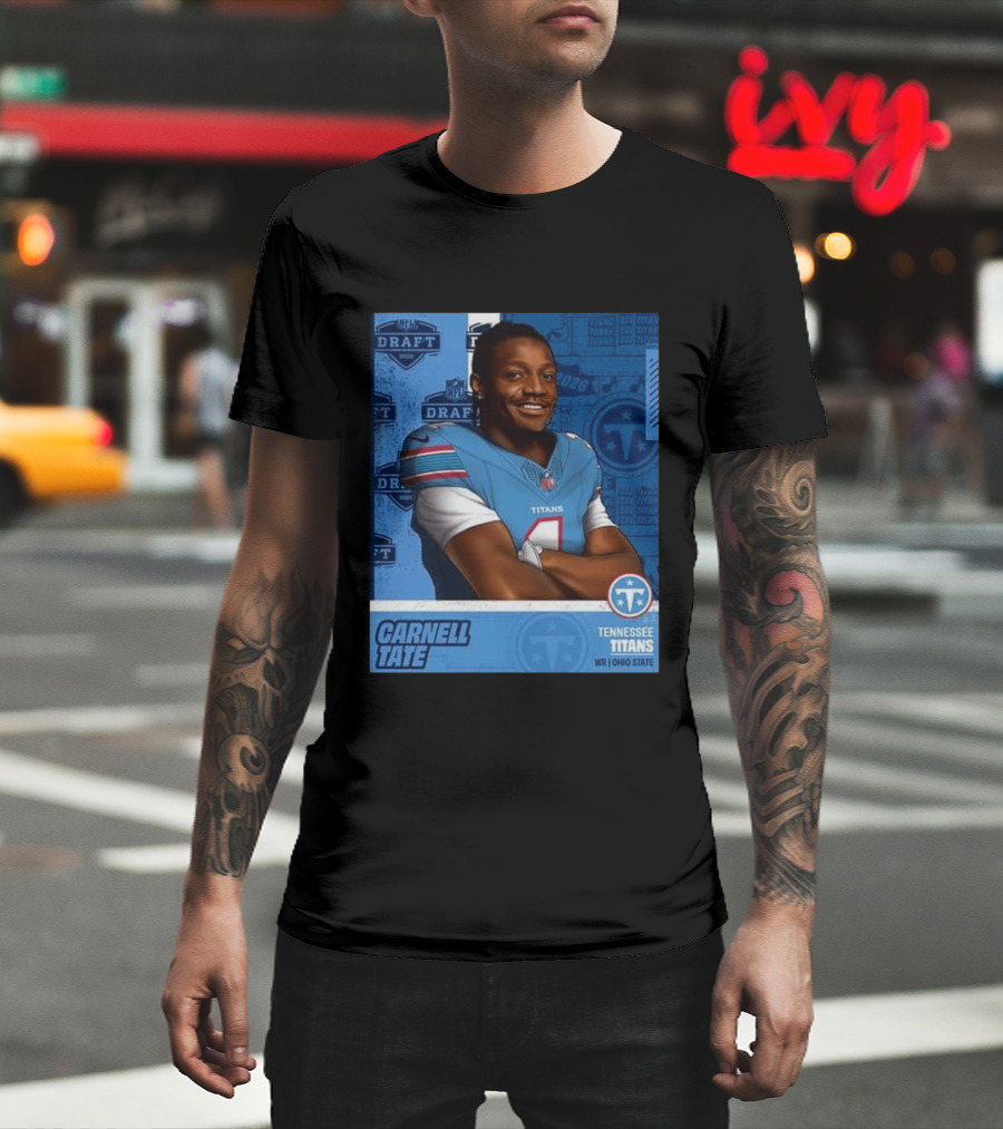 Carnell Tate Tennessee Titans 2026 NFL Draft Pick Round 1 Pick 4 WR Ohio State T-Shirt