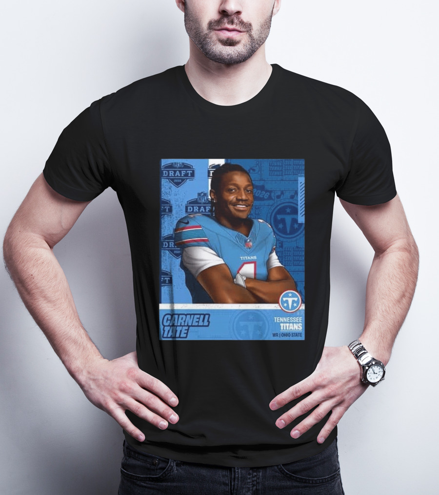 Carnell Tate Tennessee Titans 2026 NFL Draft Pick Round 1 Pick 4 WR Ohio State T-Shirt