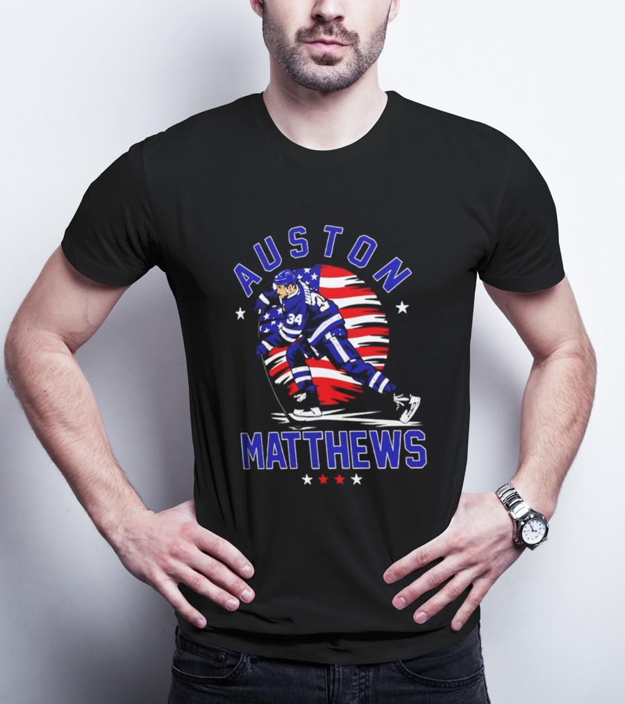 Auston Matthews USA Hockey Number 34 Stars And Stripes Energy T-Shirt