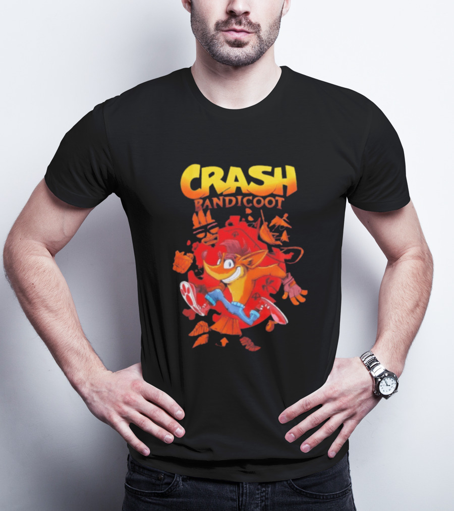 Crash Bandicoot Cartoon Classic Character Action Adventure T-Shirt