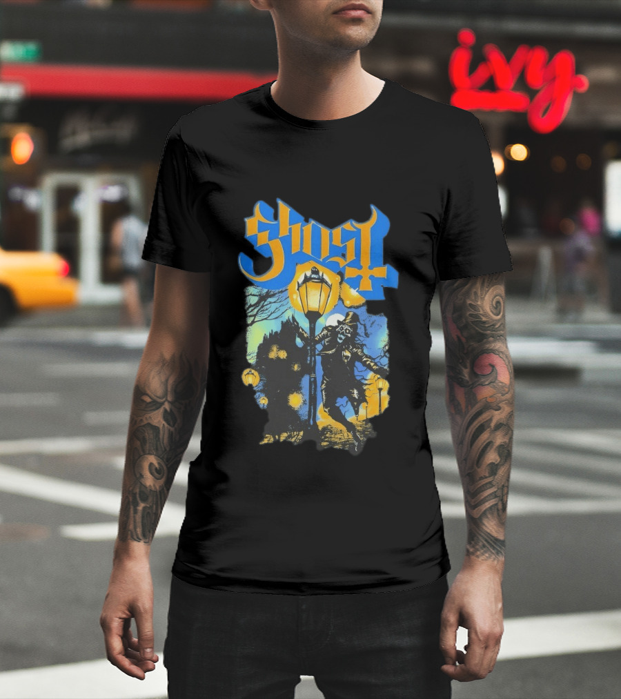 Ghost Lamplighter Night Scene With Lantern And Top Hat Figure T-Shirt