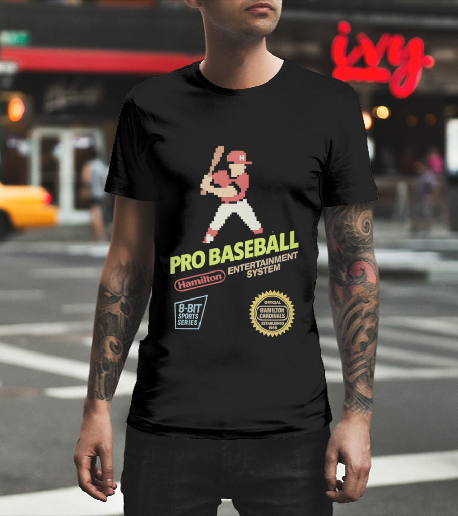 Hamilton Cardinals 8 Bit Nintendo Licensed Pro Baseball Players T-Shirt