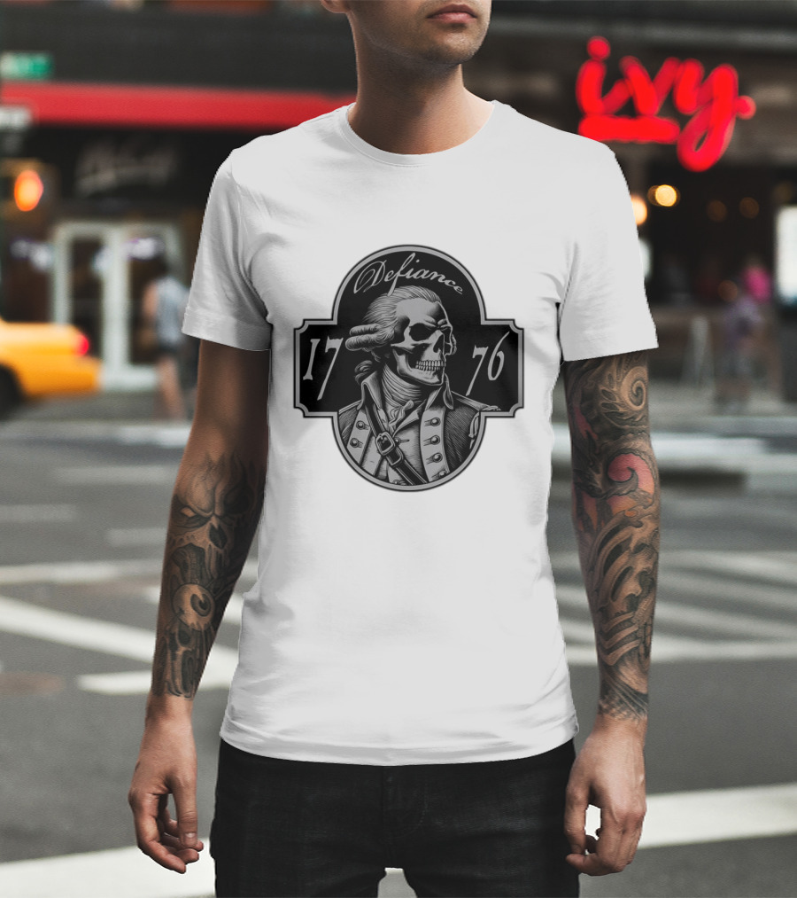 Defiance 1776 George Washington Skeleton Patriotic T-Shirt