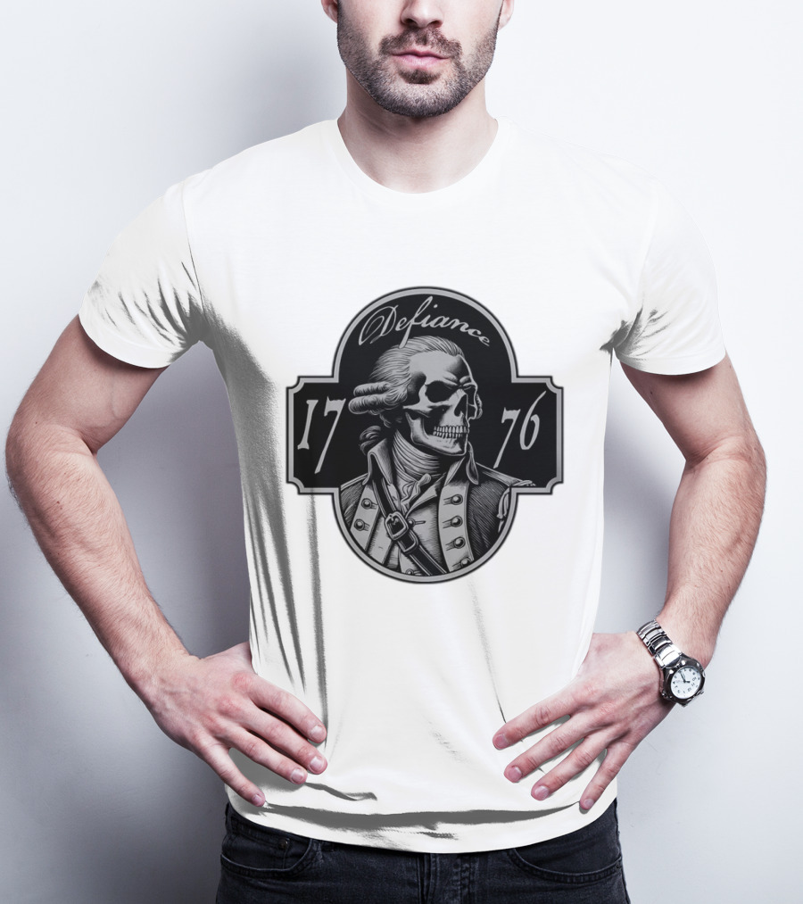 Defiance 1776 George Washington Skeleton Patriotic T-Shirt