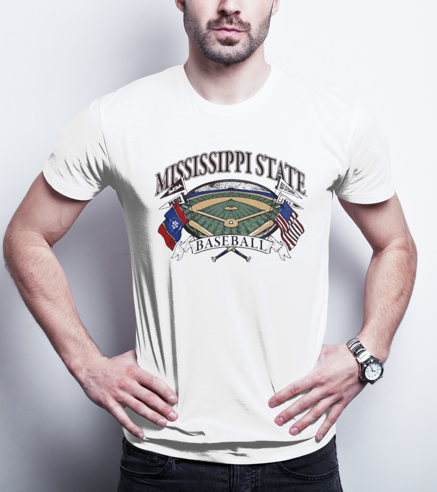 Mississippi State Baseball American Flag Infield T-Shirt