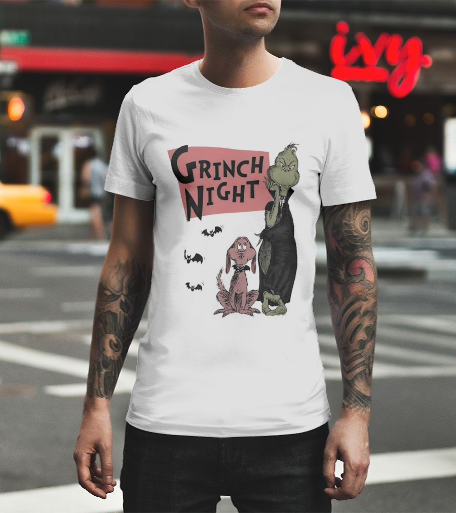 Grinch And Max Halloween Night Spooky Scene T-Shirt