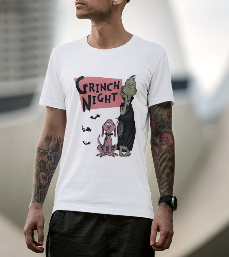 Grinch And Max Halloween Night Spooky Scene T-Shirt