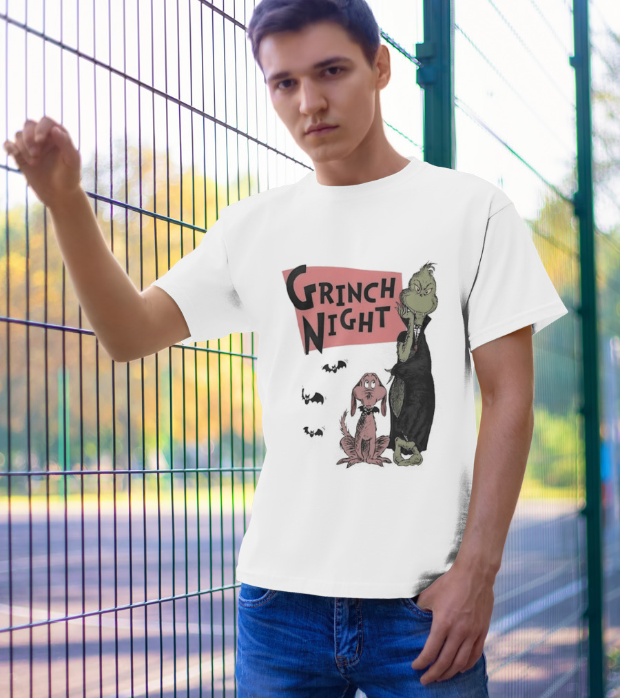 Grinch And Max Halloween Night Spooky Scene T-Shirt