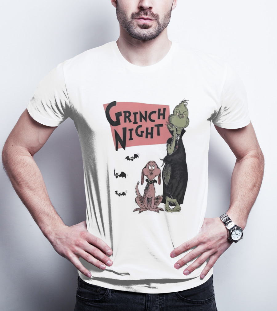 Grinch And Max Halloween Night Spooky Scene T-Shirt