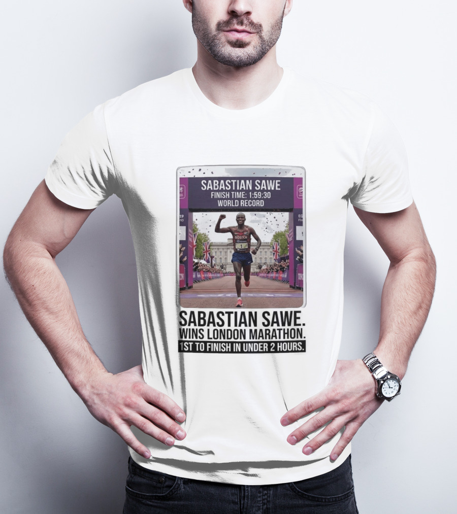 Sabastian Sawe Finish Time 1:59:30 World Record London Marathon T-Shirt