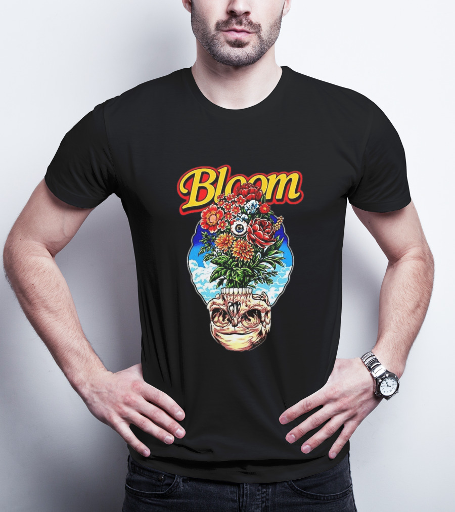 Bloom Skulls And Flowers Summer Classic Vibrant Floral Eyeball T-Shirt