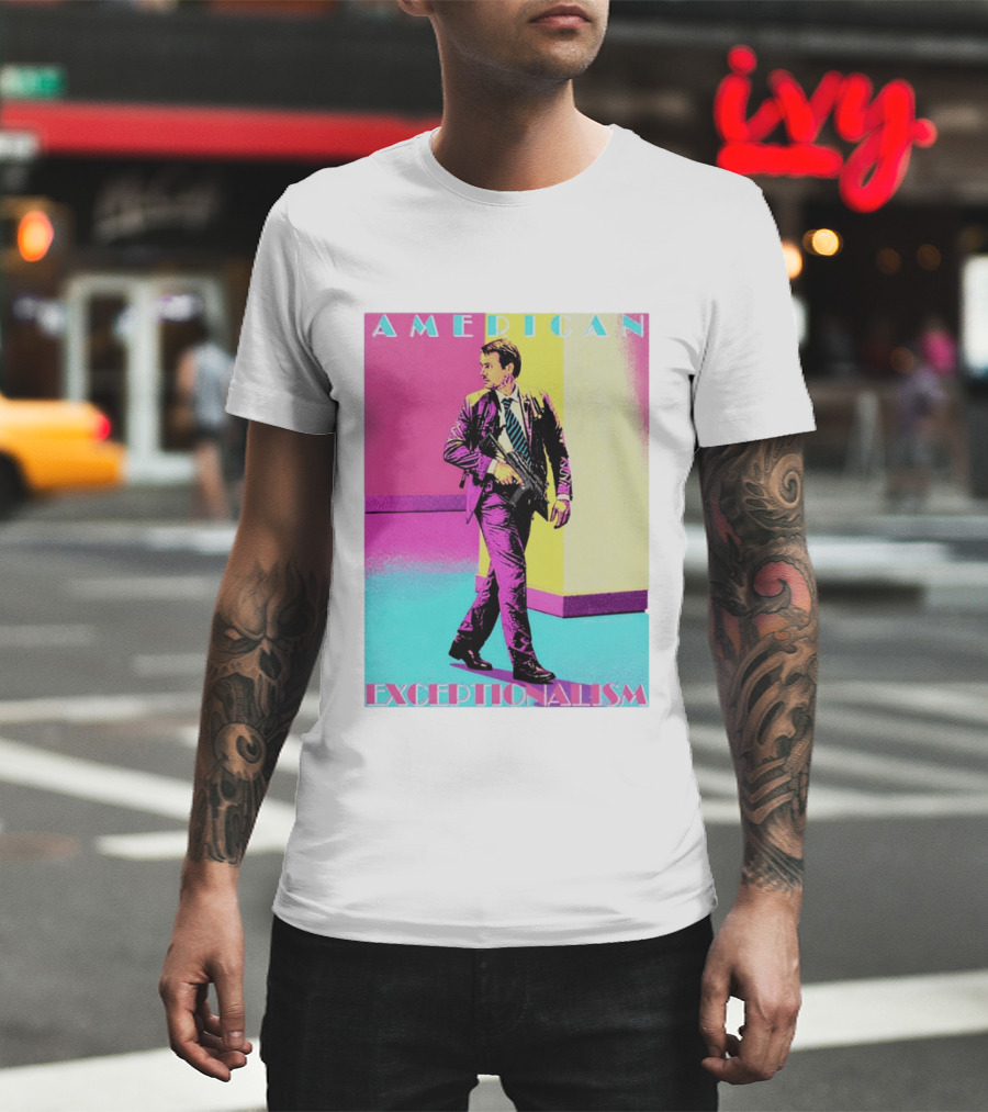American Exceptionalism Retro Pop Art Style Man With Gun T-Shirt