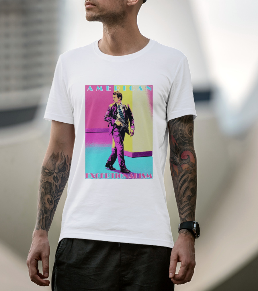American Exceptionalism Retro Pop Art Style Man With Gun T-Shirt