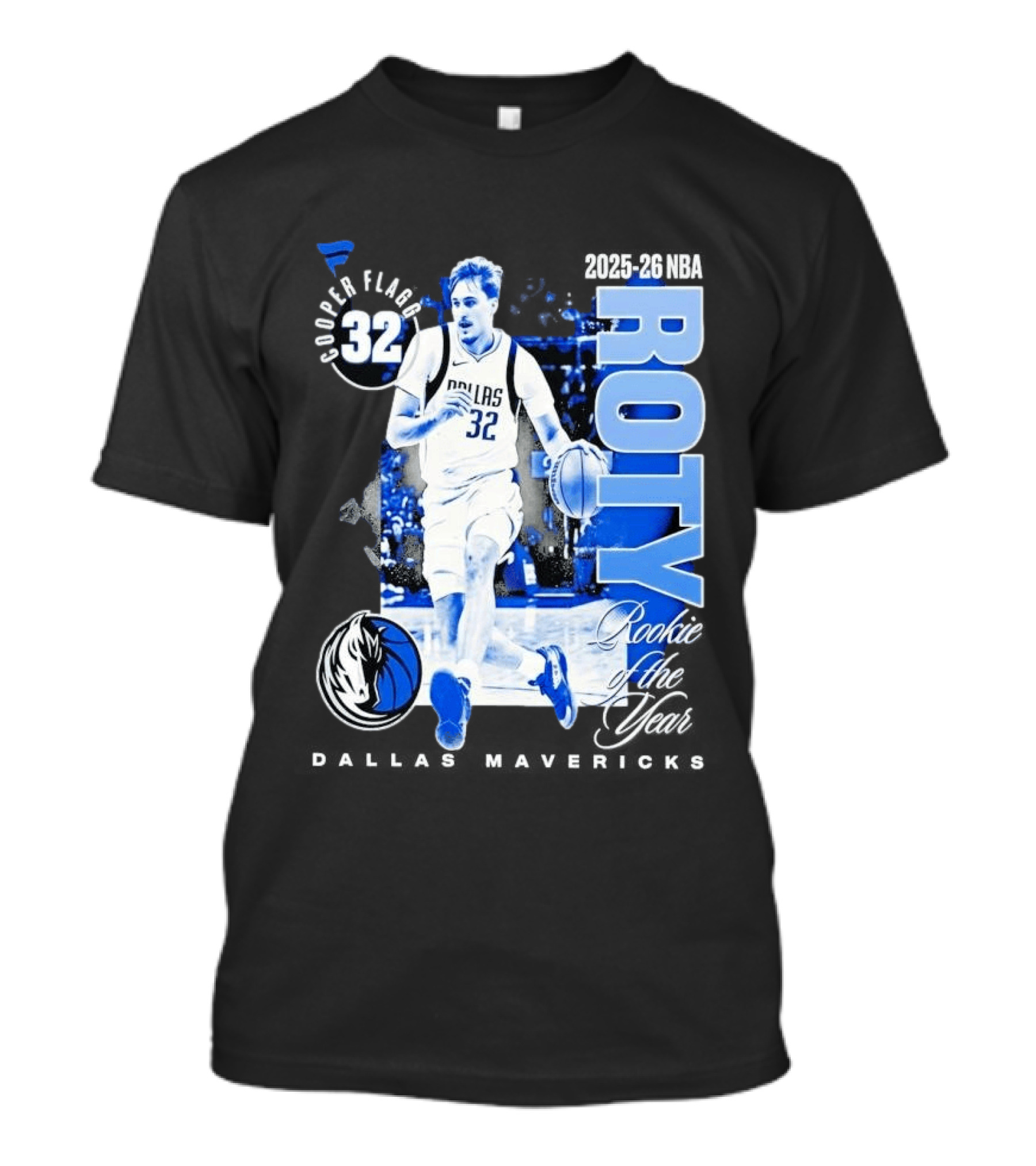 Cooper Flagg Dallas Mavericks 2025 26 NBA ROTY Rookie Of The Year 32 T-Shirt