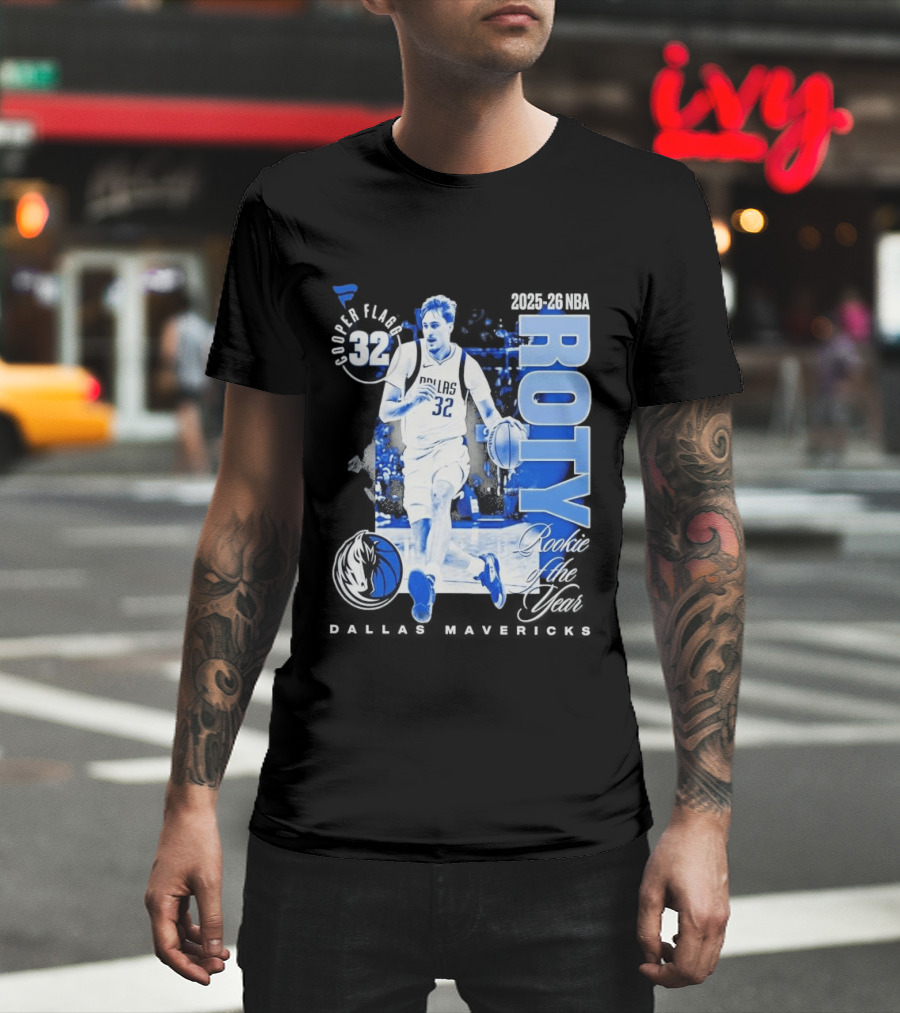 Cooper Flagg Dallas Mavericks 2025 26 NBA ROTY Rookie Of The Year 32 T-Shirt