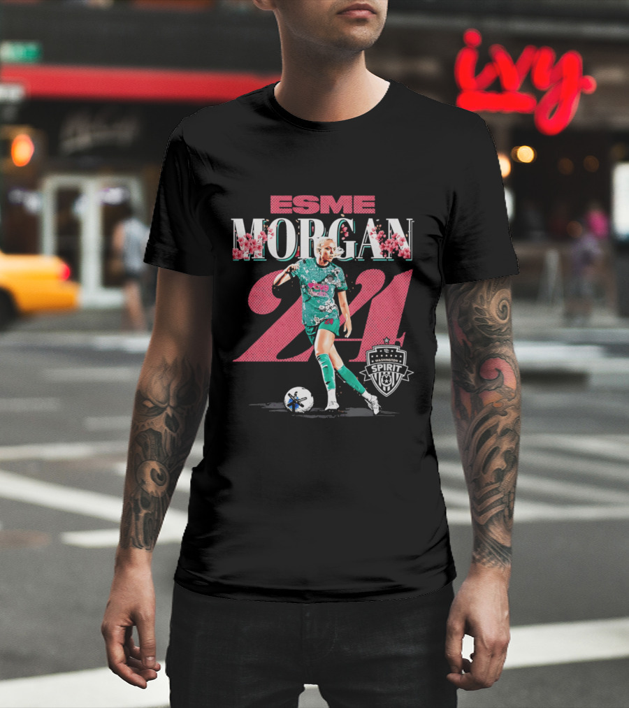 Esme Morgan 24 Washington Spirit Cherry Blossom Soccer Player T-Shirt